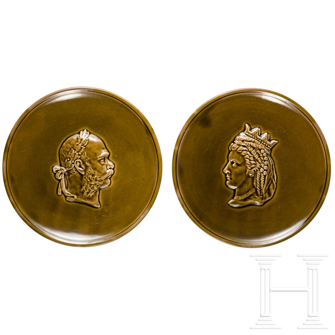 A Pair Of Plates With Portraits Of Emperor Franz Joseph I And Empress ...