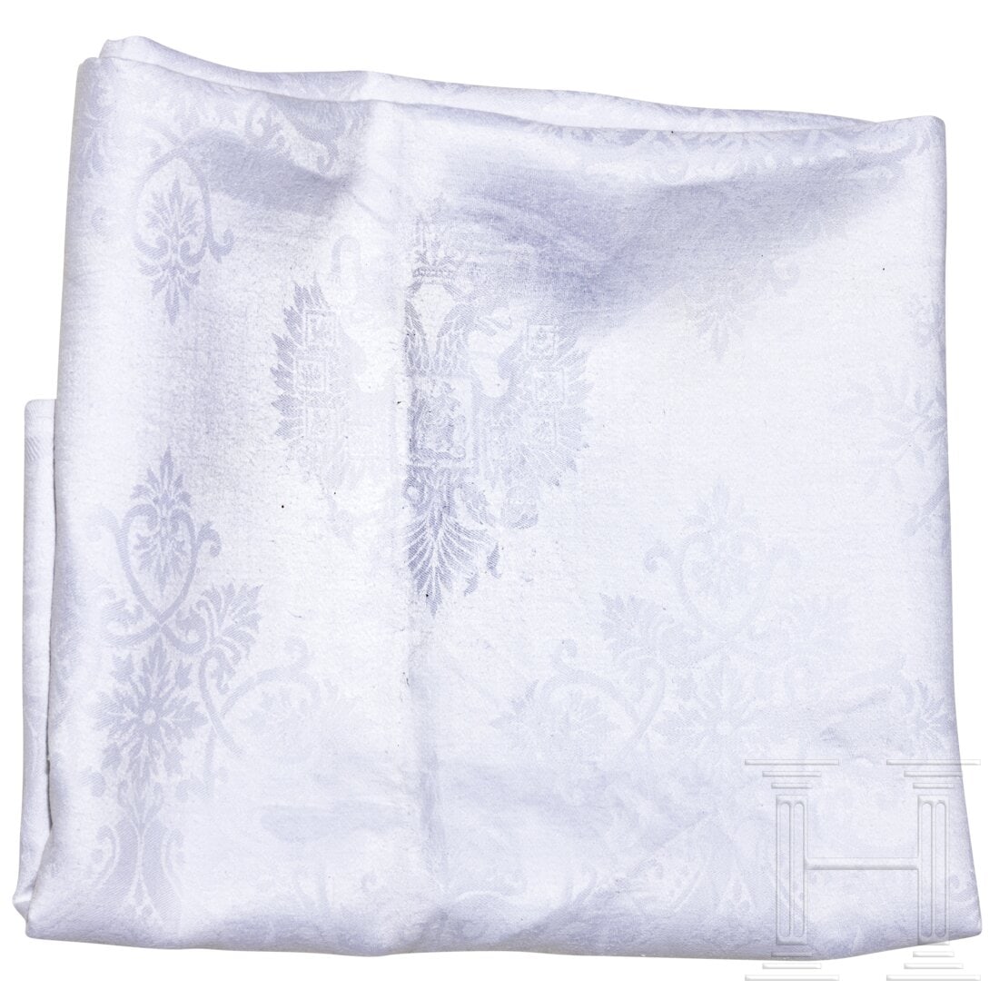 Tsar Nikolaus Ii Of Russia (1868 1918) A White Damask Napkin, Circa 1913/14