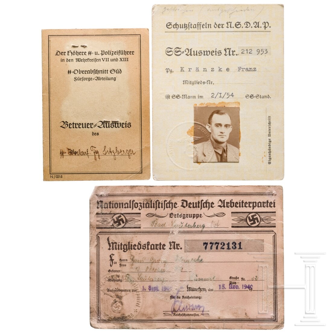 An Ss Identification Card As A Caretaker For The Wounded As Well As An ...