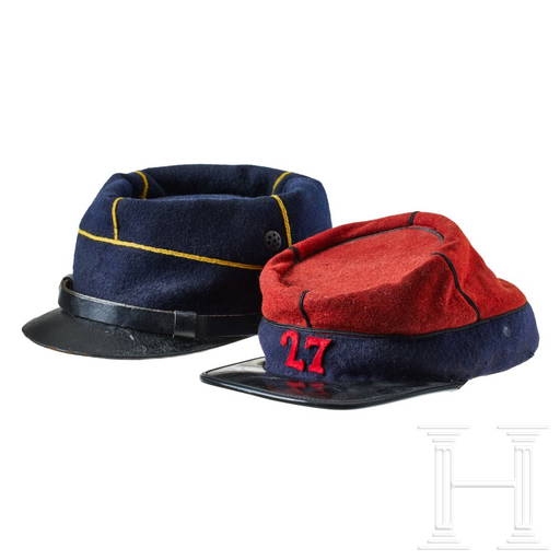 Two Kepi Caps For French Enlisted Infantry And Infantry 27th Regiment