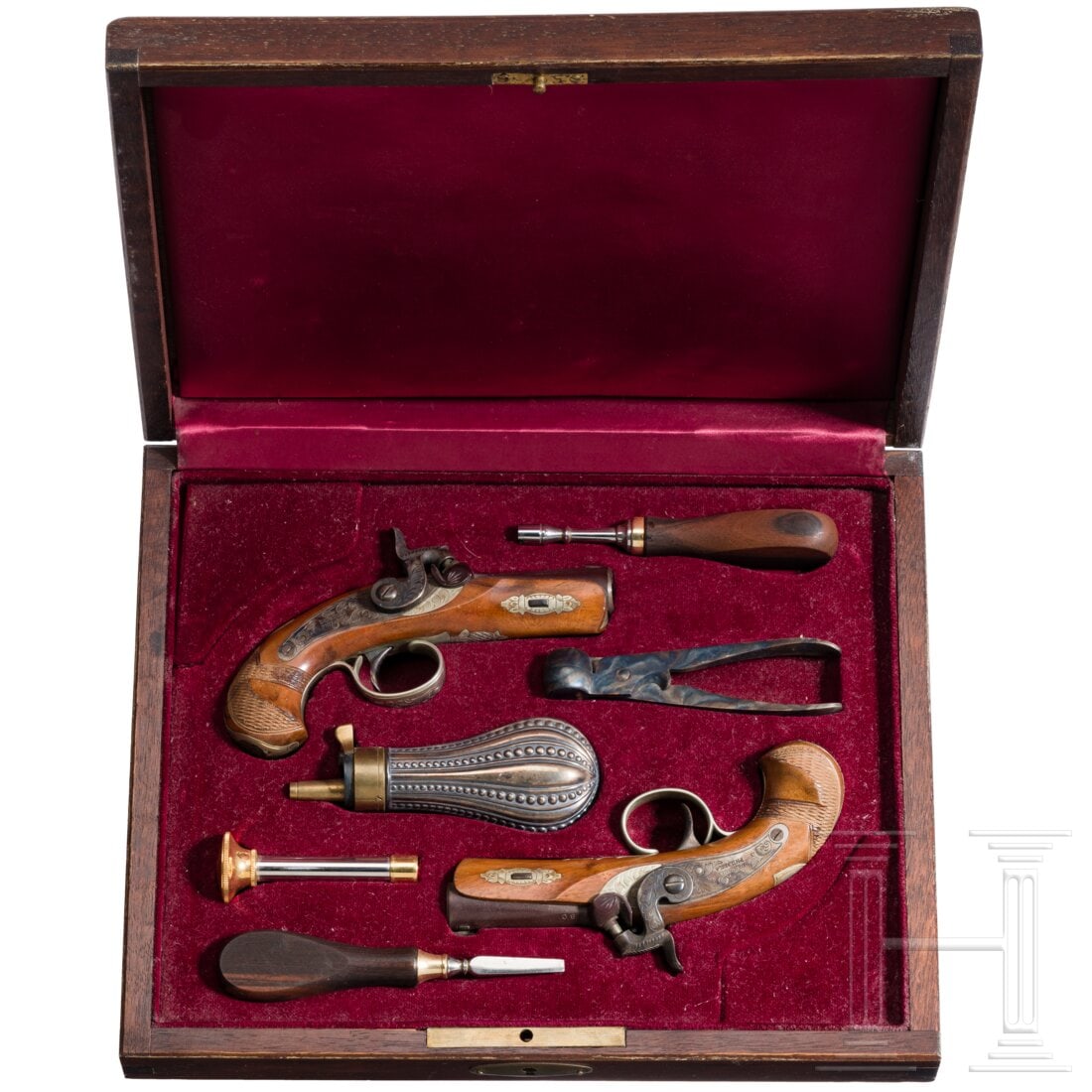 A Pair Of Italian Cased Philadelphia Derringer Percussion Pistols ...