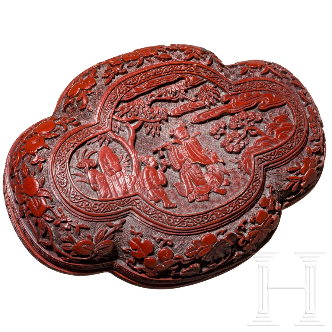 A Chinese Red Lacquer Box With Han Xiangzi, 19th Century Auction
