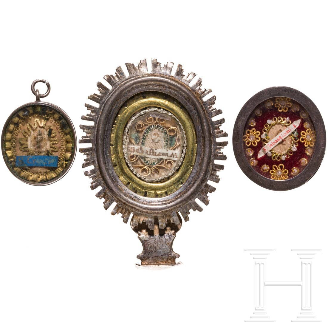 Three Silver Relic Capsules (reliquary), 18th Century/dated 1801 (one ...