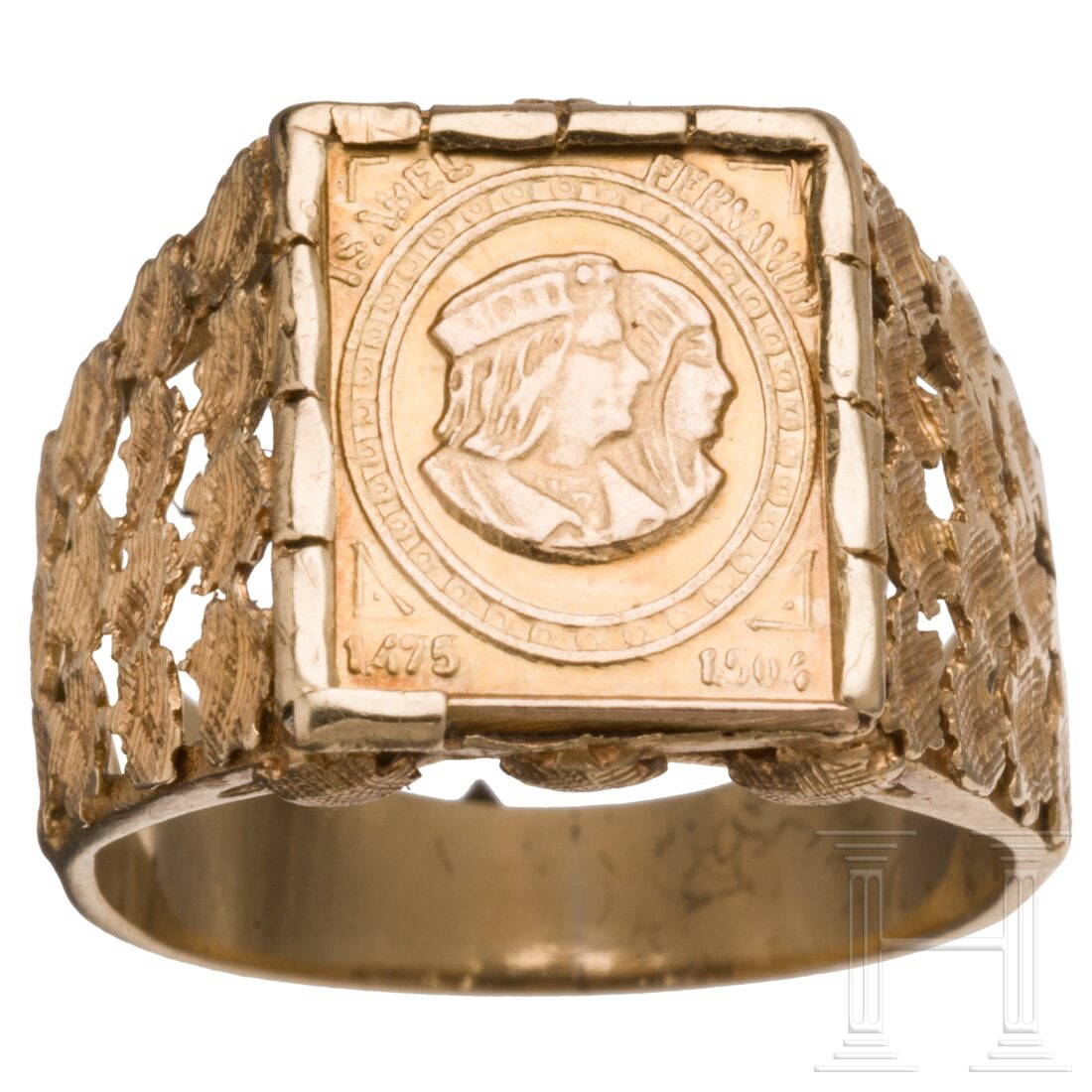 A Modern 21ct Gold Ring Showing The Catholic Monarchs Of Spain Isabella ...