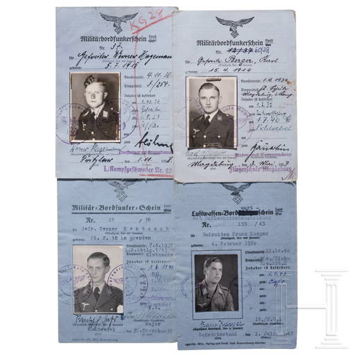Four Luftwaffe Radio Operator/air Gunner Licenses