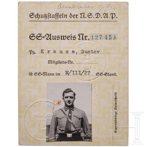 An Identity Card Of A Member Of The M/iii/27 Ss Standarte