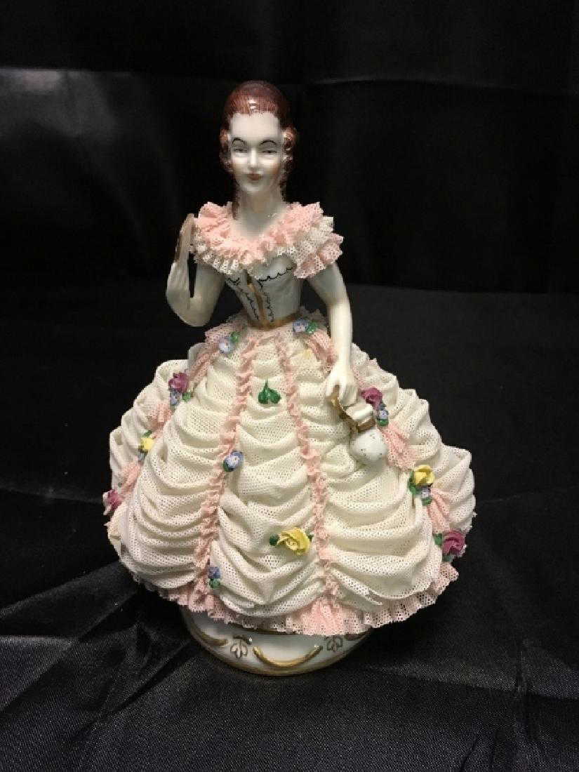 DRESDEN GERMANY PORCELAIN LACE SKIRT LADY FIGURINE DRESDEN GERMANY PORCELAIN LACE SKIRT LADY FIGURINE
