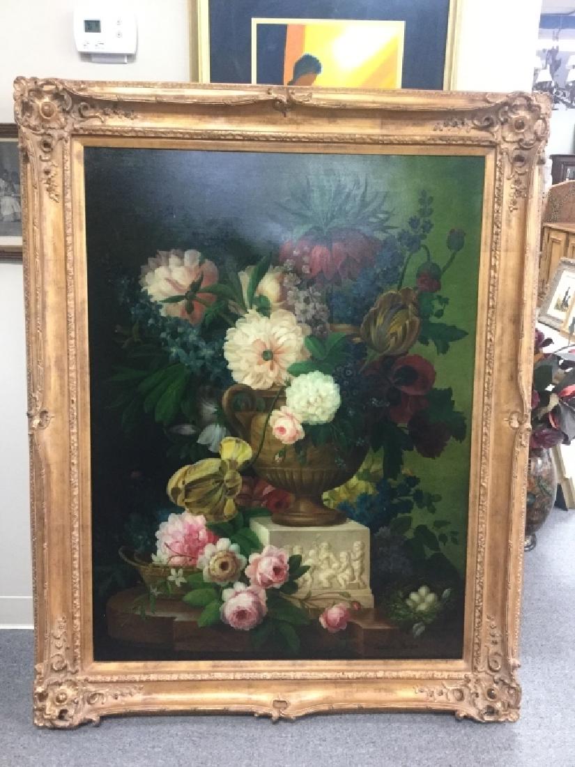LAWRENCE BACKER FLORAL OIL ON CANVAS FRAMED