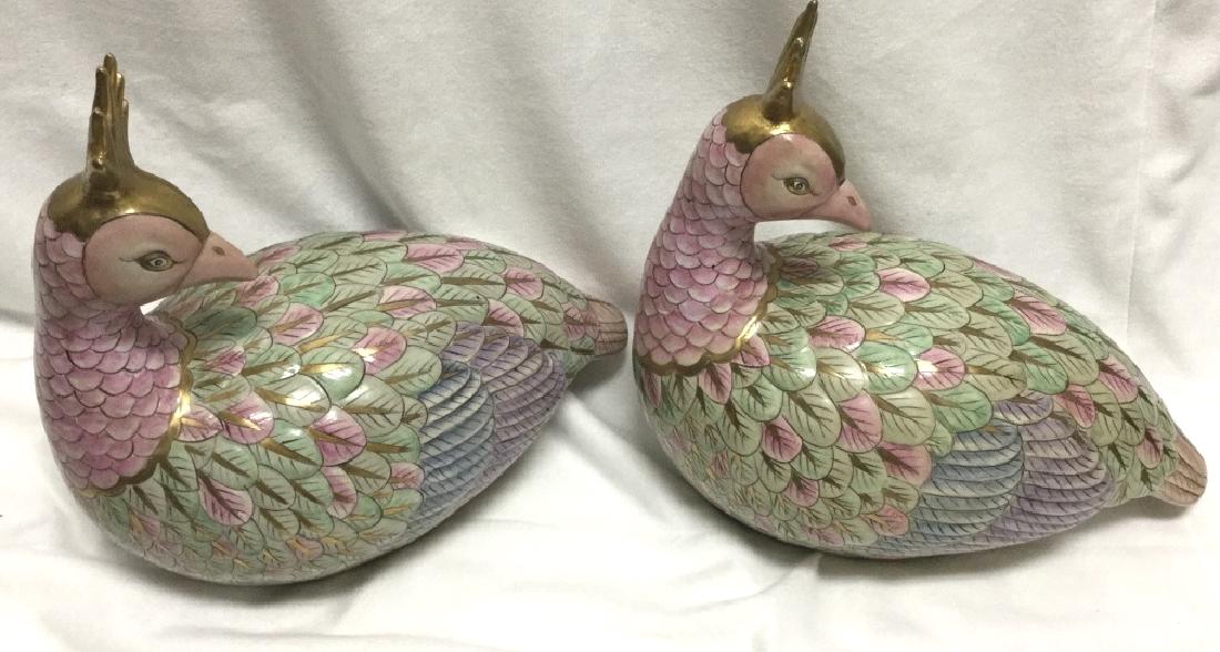 PAIR OF LARGE VINTAGE HAND PAINTED BIRD FIGURINES