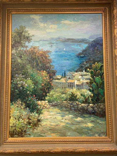 Peter Bell Artist Signed Oil Seaside Manor Framed