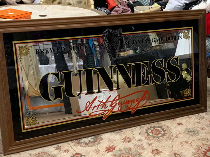 Huge Guinness Beer Logo Advertising Bar Mirror