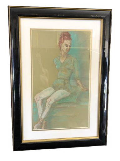Ruth Leventhal 1964 Chalk Sketch Ballerina Framed