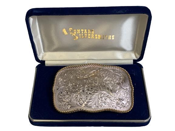 Big Sky Silverplate And Bronze Western Belt Buckle