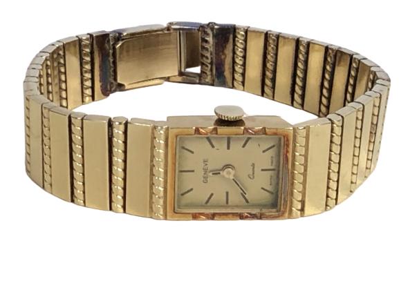 Vintage Geneve 14k Gold Square Face Womens Watch