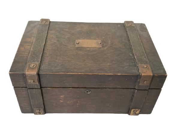 Vintage Cigar Humidor W/ Milk Glass Lining