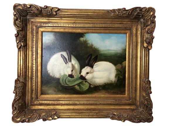 P. Rolence Print Himalayan Rabbits Gold Frame 24"