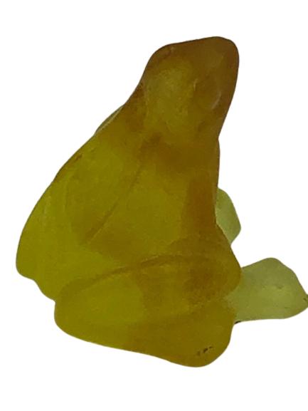 Vtg Daum France Yellow Glass Frog Figurine 1.5"