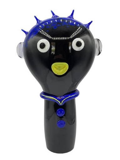 Vintage Giant Blue Glass Head Sculpture 15" High