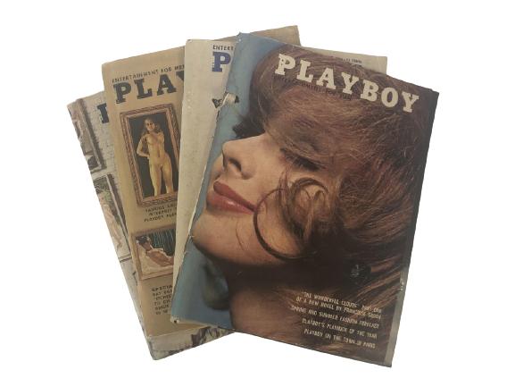 Lot/4 Vintage 1960's Playboy Magazines
