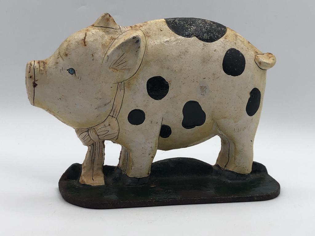 Vintage Cast Iron Pig Door Stop 9" Long