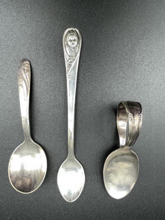 Set Of 3 Antique Style Vintage Baby Spoons