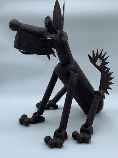 Vintage Rustic Meatl Dog Figurine