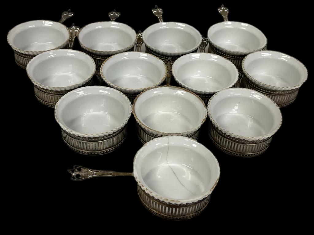 12 Sterling Silver Ramekins Holders With Liners