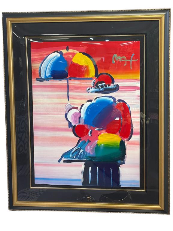 Peter Max Umbrella Man Mixed Media Art 45"