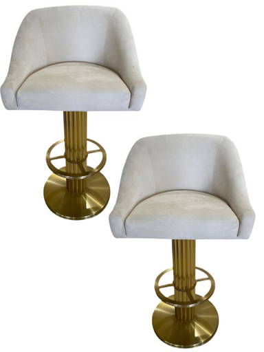 PAIR OF SOLID BRASS COLUMN BAR STOOLS 40" - May 15, 2022 | DejaVu ...