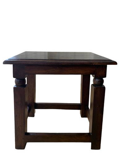 Vintage Wood Craftsman Style Side Table Stool 17"