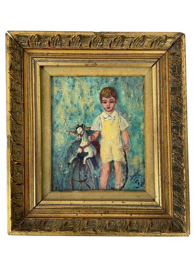 Original Sykes Oil Painting Of Child 9"