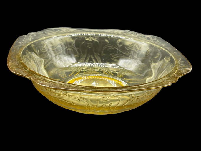 Madrid Pattern Amber Depression Glass Bowl