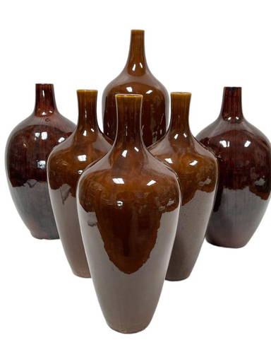 Set Of 6 Mid Mod Pottery Vases 20"