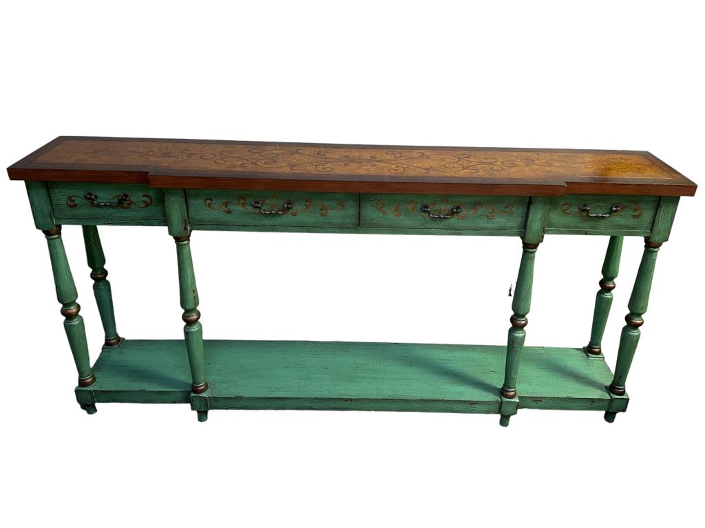 Vintage French Country Console Table W Drawers 72"
