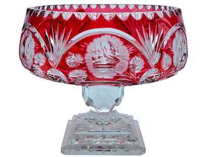 Antique Ruby Red Large Glass Compotes