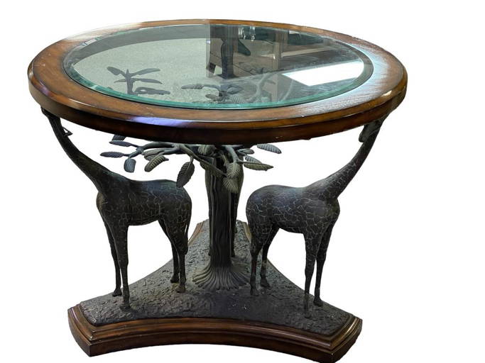 PATINTATED METAL FIGURAL GIRAFFE SIDE TABLE 30.75" (#0424A) on Jan 16 ...