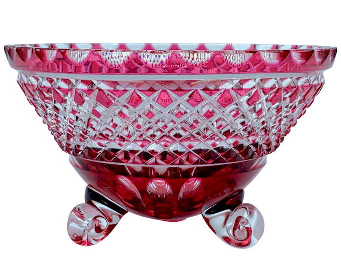 VTG RUBY RED CUT GLASS PEDISTAL BOWL (#1466) on Jan 16, 2023 | DejaVu ...