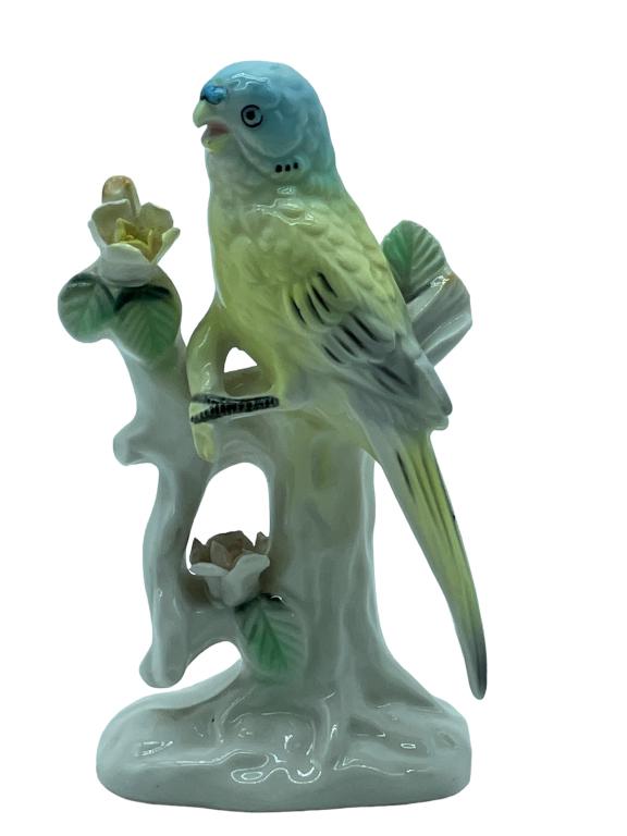 Vintage Parakeet Porcelain Figurine 5"