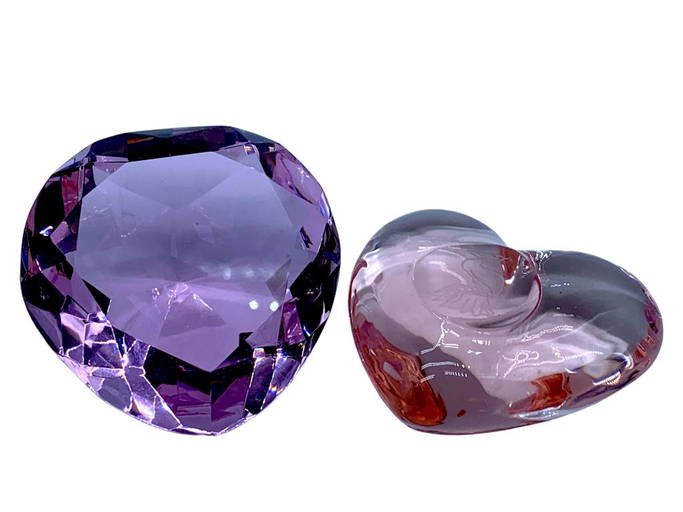 Heart Shaped Art Glass Paperweights