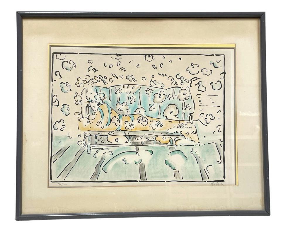 Peter Max Lady On Couch Signed Lithograph Auction