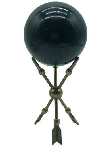 Bombay Black Marble Sphere With Stand 8"