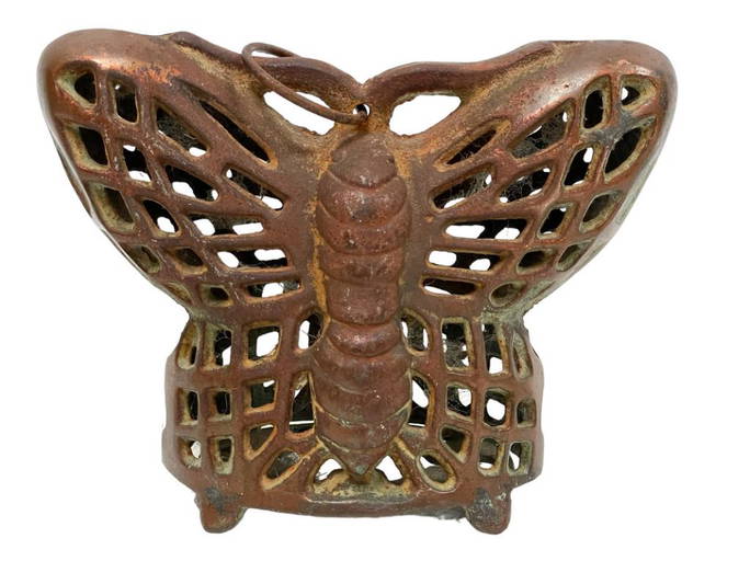1950's Asian Cast Iron Monarch Butterfly Lantern
