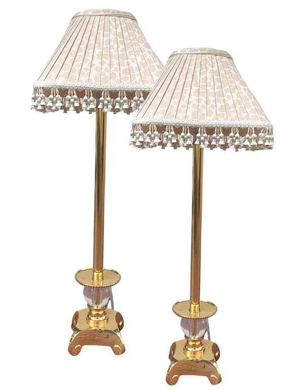 Fredrick Cooper Tall Brass Table Lamps (2)