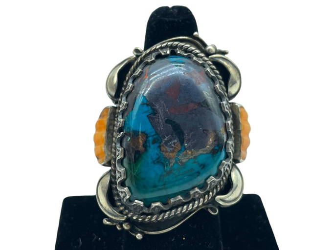 Tom Baldwin Sterling, Turquoise, Parrot Wing Ring