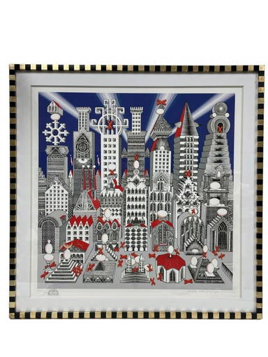 Pedro Friedeberg Signed Print, Custom Frame 34"