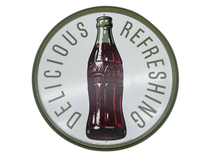 Circular Delicious Refreshing Coca Cola Sign