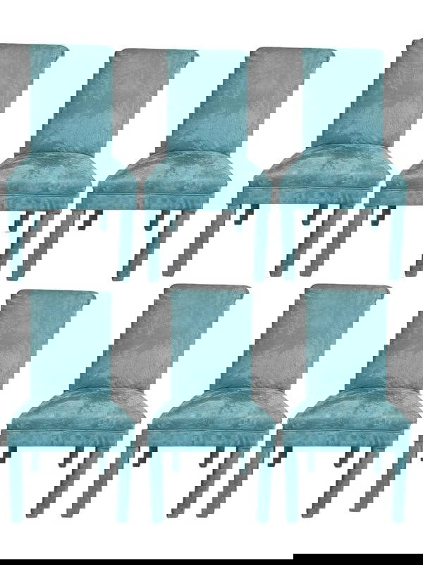 Set Of 6 Turquoise Upholstered Dining Chairs Auction