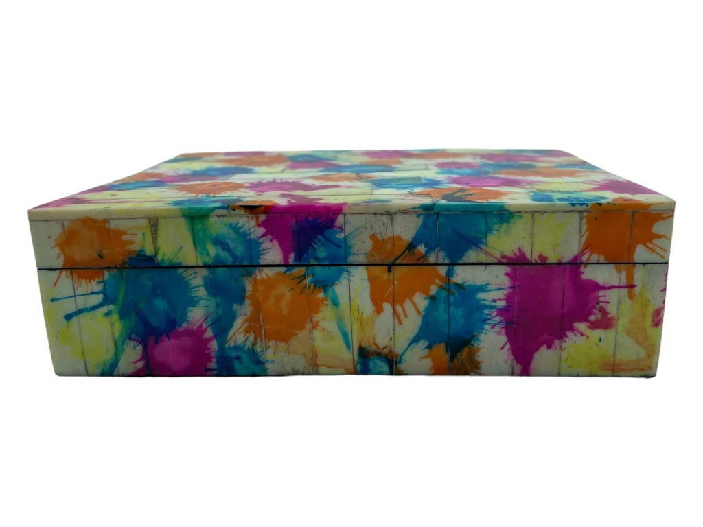 Tozai Handmade Paint Splatter Tile Box 7" Auction