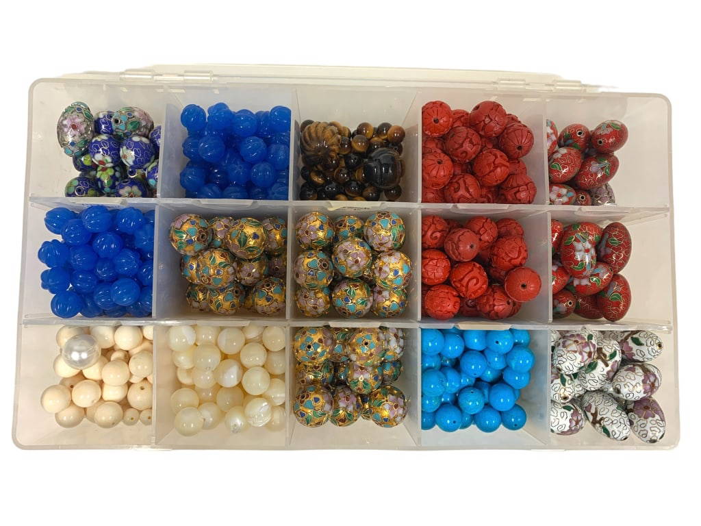Organized Container Of Assorted Beads 11" Auction