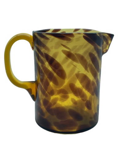 Vintage Tortoise Shell Glass Pitcher 7.5"